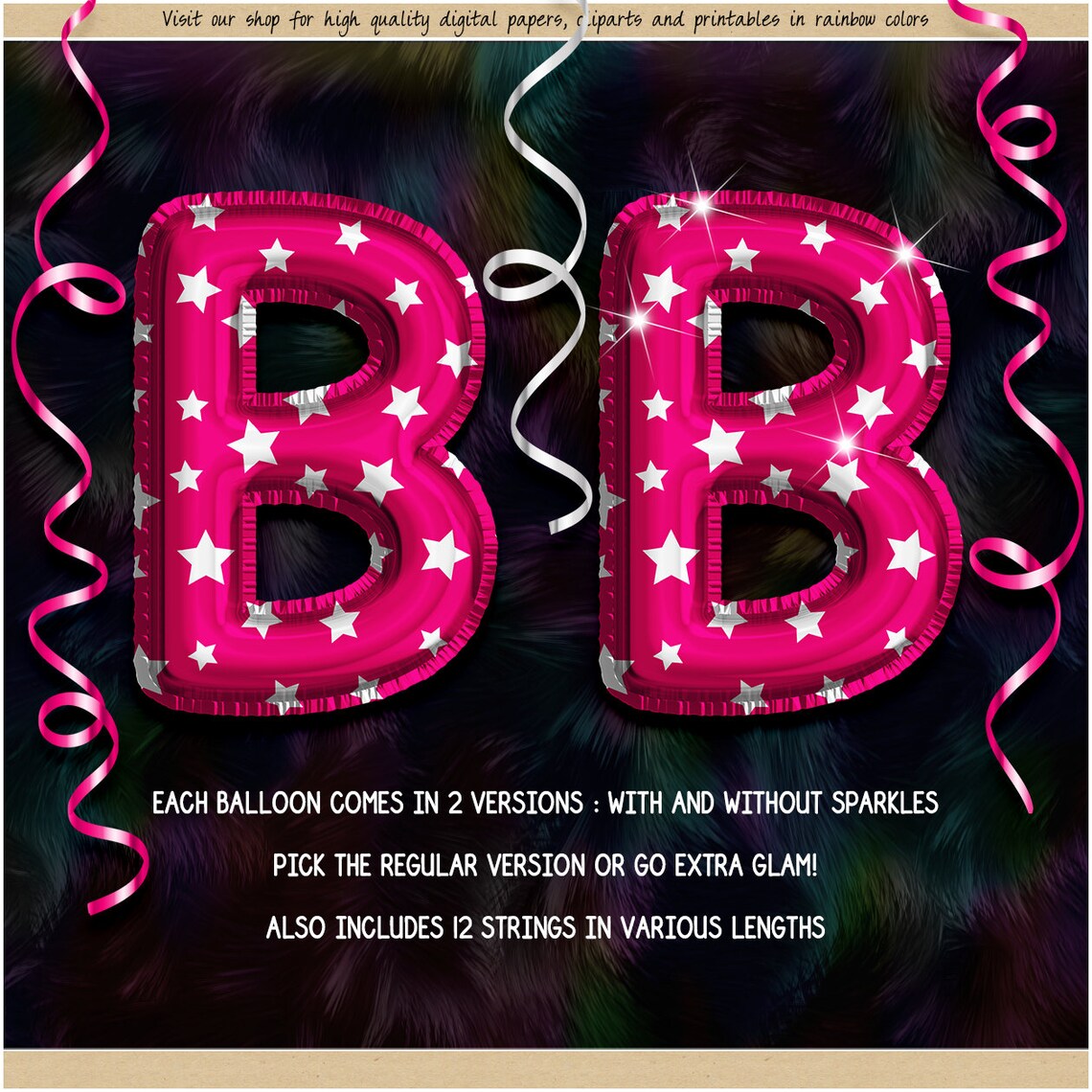 PINK Foil Balloon Alphabet Clipart Star Balloon Font Heart | Etsy