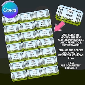 EDITABLE REWARD COUPONS Clipart Printable Reward Tickets Rainbow Blank ...