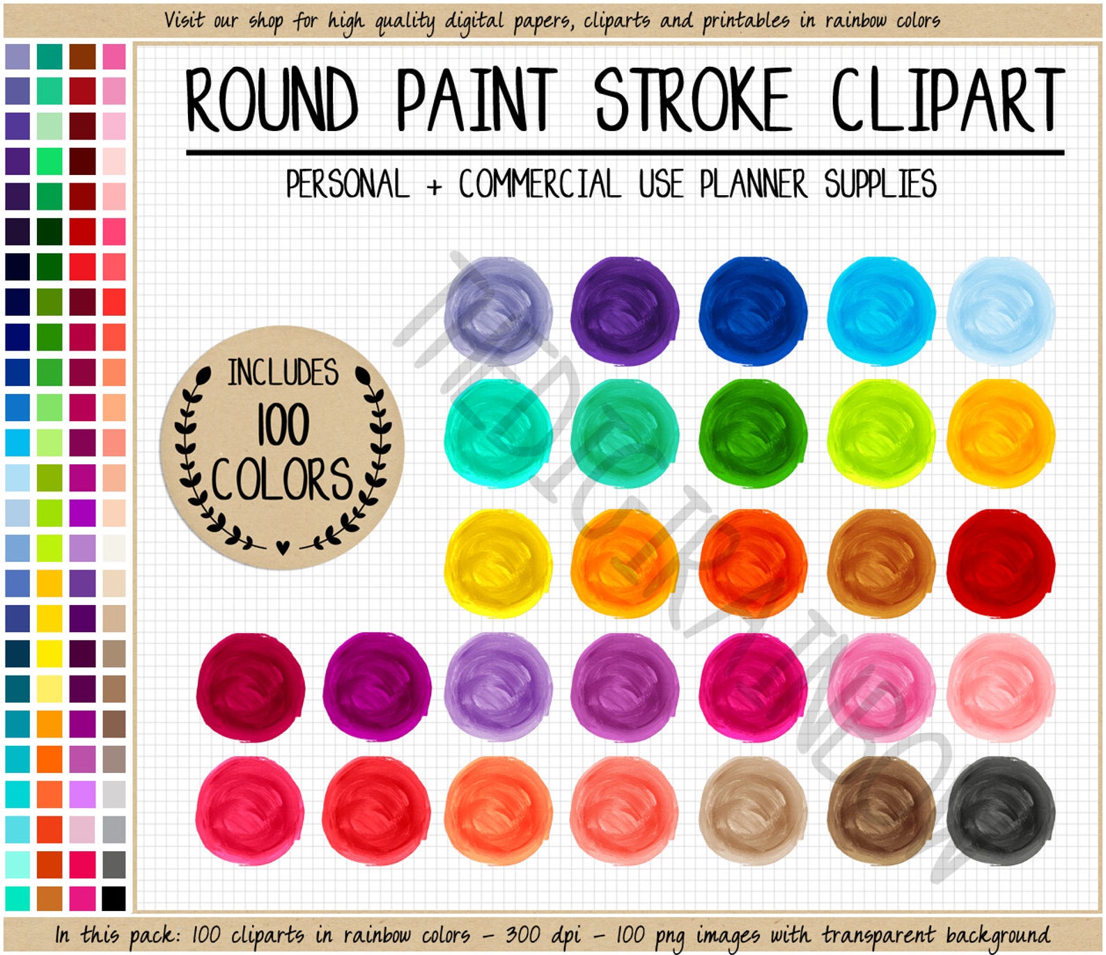 SALE 100 PAINT STROKES Clipart Rainbow Watercolor Clipart - Etsy