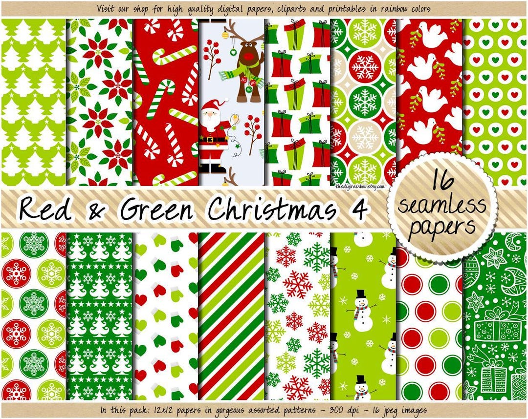 Seamless Christmas Digital Paper Santa Digital Paper Holiday Background ...