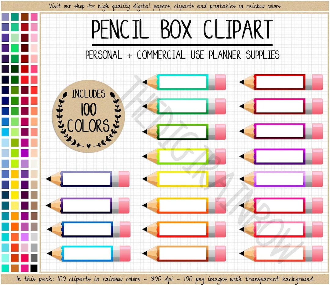 SALE 100 PENCIL Header Sticker School Supplies Rainbow Pen Digital ...