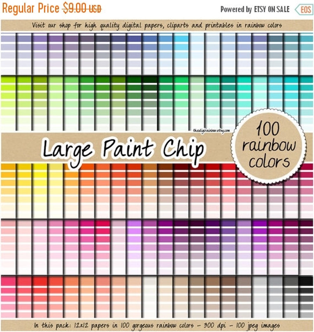 SALE 100 Paint Chip Digital Paper Rainbow Ombre Digital Paper - Etsy