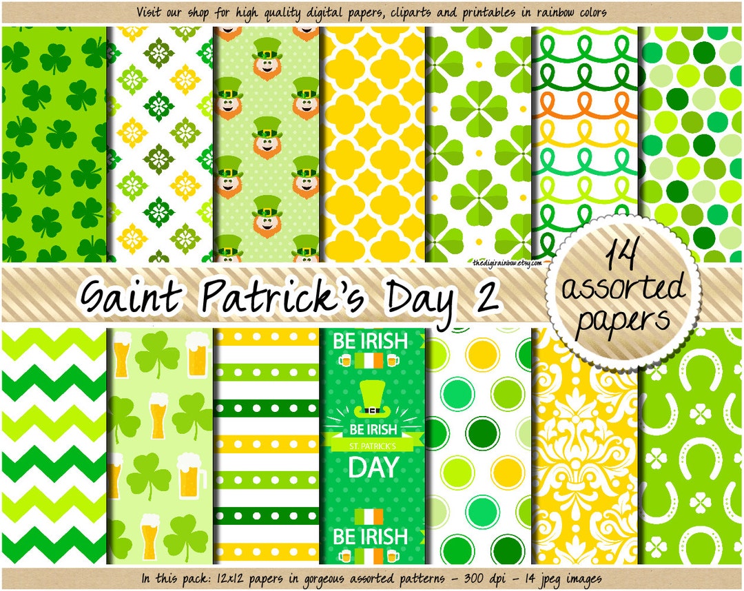 SALE St Patricks Day Digital Paper Leprechaun Digital Paper Green ...