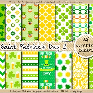 SALE St Patricks Day Digital Paper Leprechaun Digital Paper Green ...