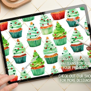 Seamless Watercolor Christmas Digital Paper Red and Green Noel Ephemera ...