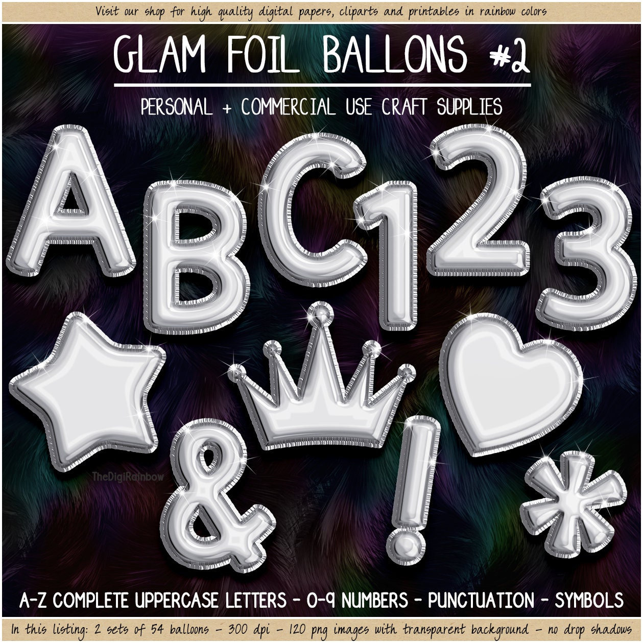 SILVER Foil Balloon Alphabet Clipart Silver Font Party Balloon - Etsy