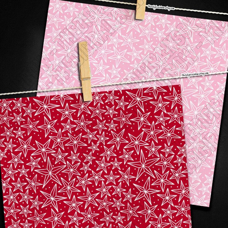 100 Seamless Star Digital Paper Christmas Gift Wrapping Background ...