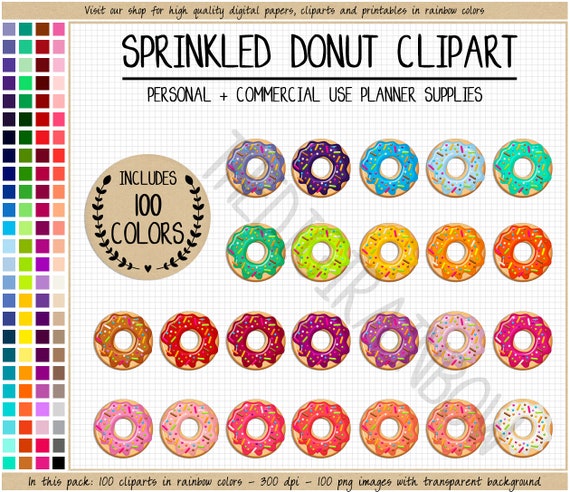SALE 100 DOUGHNUT Clipart Donut Clipart Pastry Clipart Kitchen | Etsy