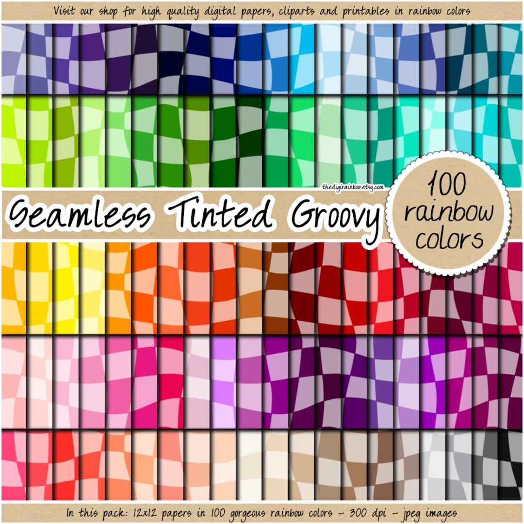 100 Tinted Groovy Checkerboard Digital Paper Seamless Pastel Checkers ...