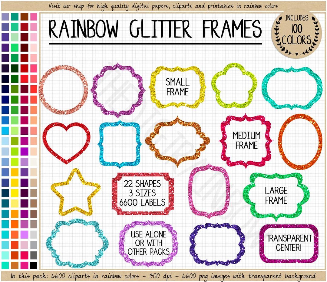 SALE 6600 Glam Glitter Frame Clipart Glitter Branding Glitter Star ...