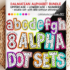 Dalmatian Dot PNG Alphabet Bundle Bright Color Letters Back to School ...