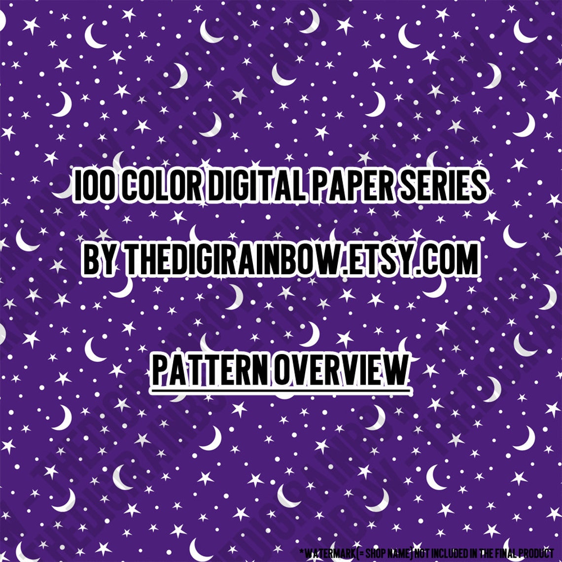 100 Seamless Moon and Star Digital Paper Starry Night Digital - Etsy