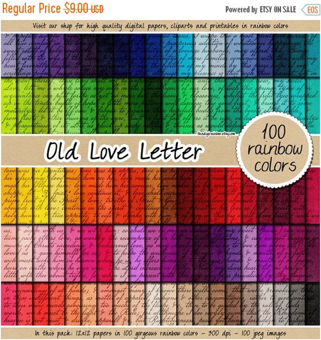 SALE 100 Love Letter Digital Paper Love Digital Paper Vintage Digital ...