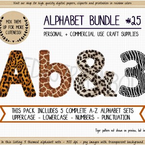 Animal Print Alphabet Leopard Alphabet Safari Clipart Zebra - Etsy