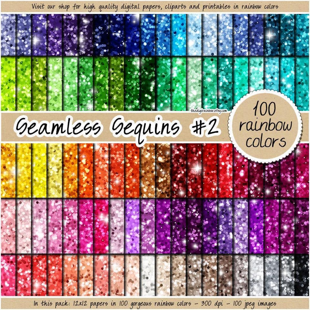 SALE 100 Sequin Digital Paper Rainbow Confetti Digital Paper Glitter ...