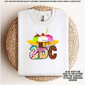 Ice Cream Doodle Alphabet PNG Bundle Summer Sublimation Popsicle ...