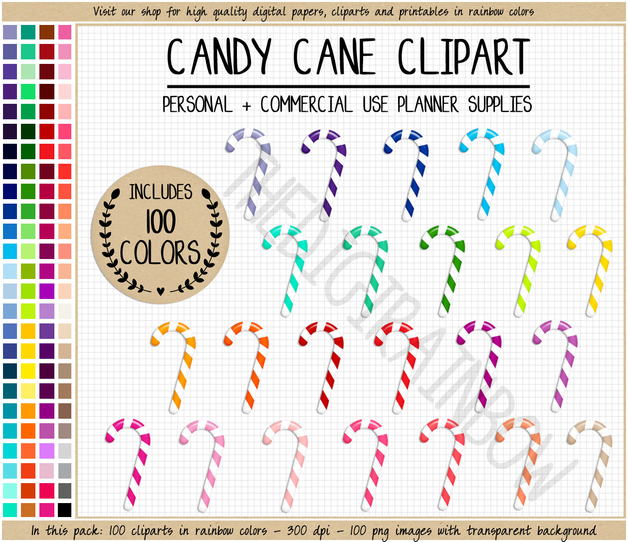 100 CANDY CANE Clipart Christmas Planner Stickers Christmas | Etsy