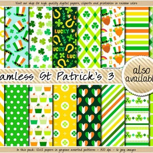 SEAMLESS Shamrock Digital Paper Glitter Saint Patrick's Day Scrapbook ...