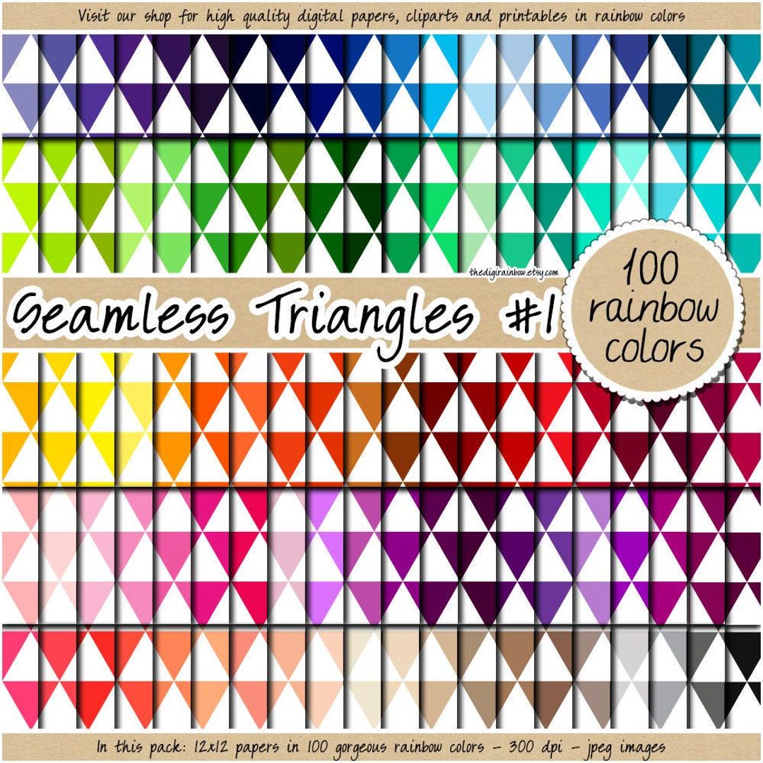 100 Seamless Triangle Pattern Tribal Digital Paper Rainbow Printable ...