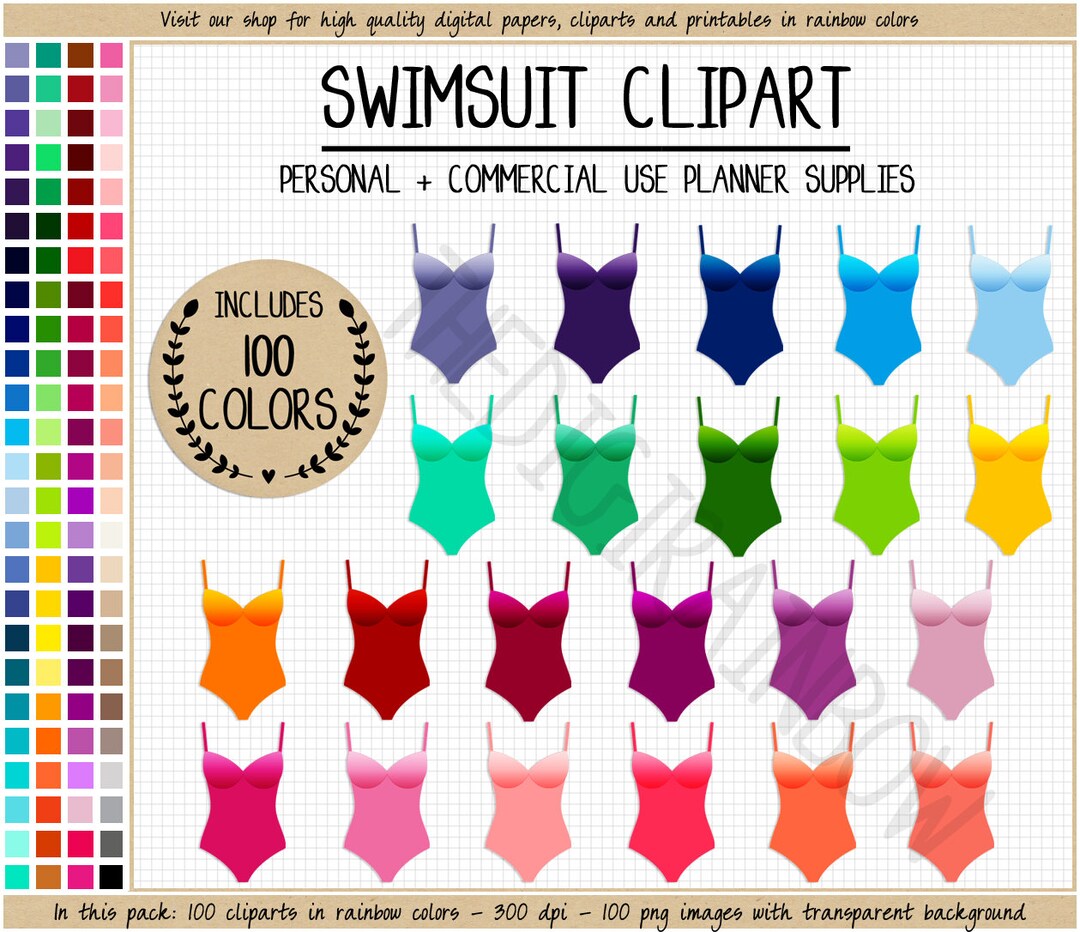 SALE 100 SWIMSUIT Clipart Swimsuit Stickers Summer Planner Stickers ...