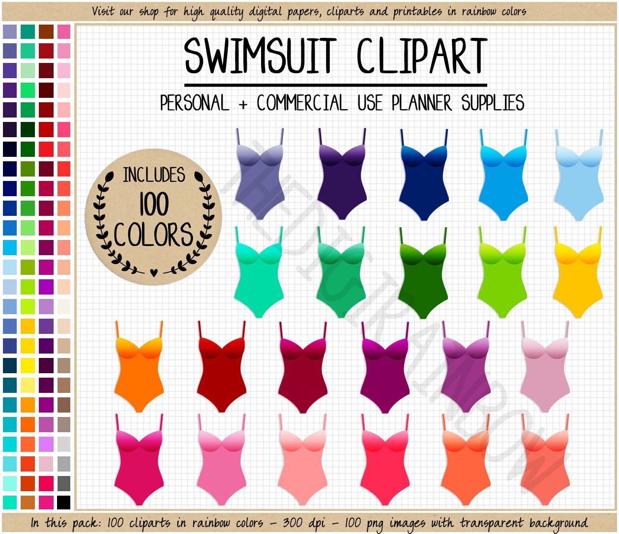 SALE 100 SWIMSUIT clipart swimsuit stickers summer planner | Etsy