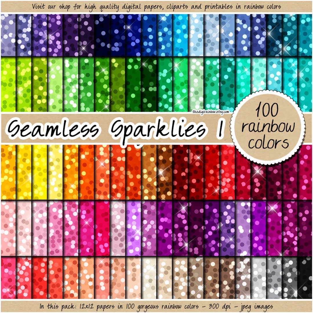 SALE 100 Seamless Confetti Digital Paper Rainbow Sequin Pattern ...