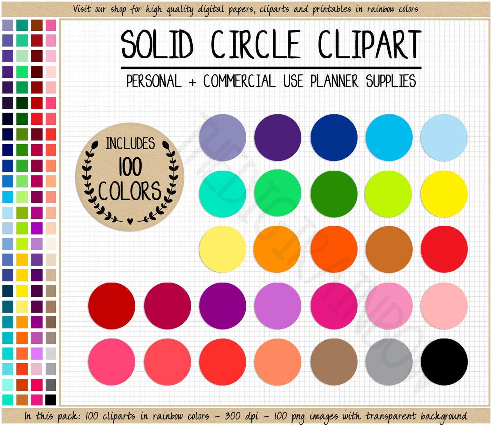 SALE 100 RAINBOW CIRCLE Clipart Blank Circle Stickers Bright Circle ...