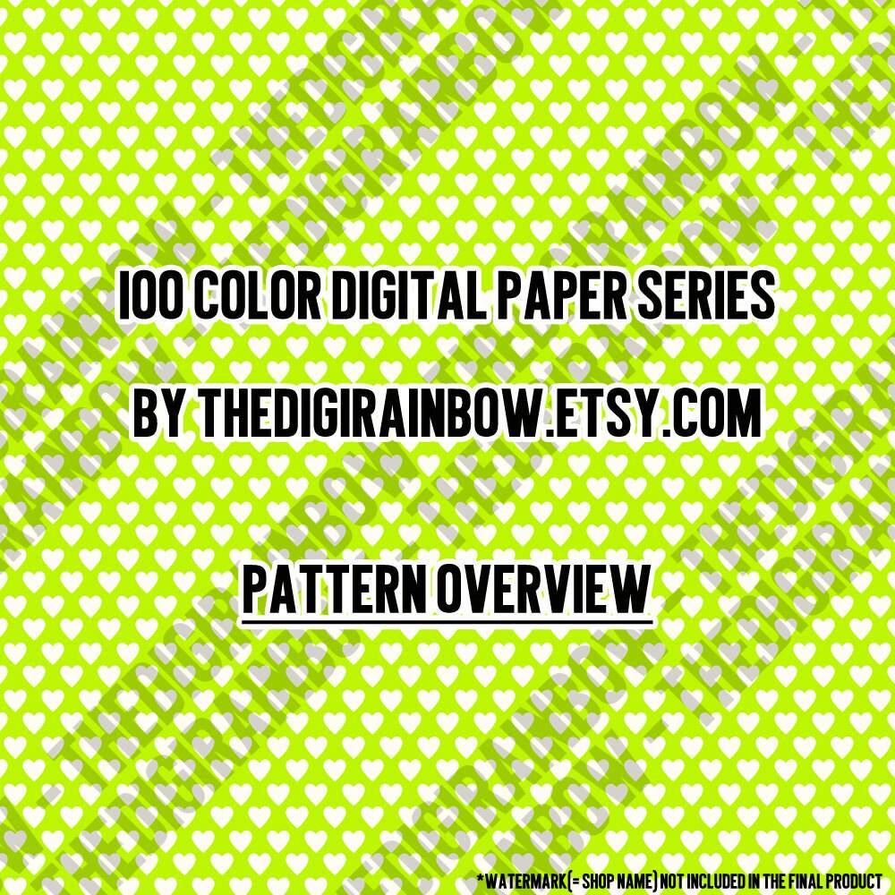 100 Medium Hearts Digital Paper Rainbow Heart Paper Valentine's Day ...
