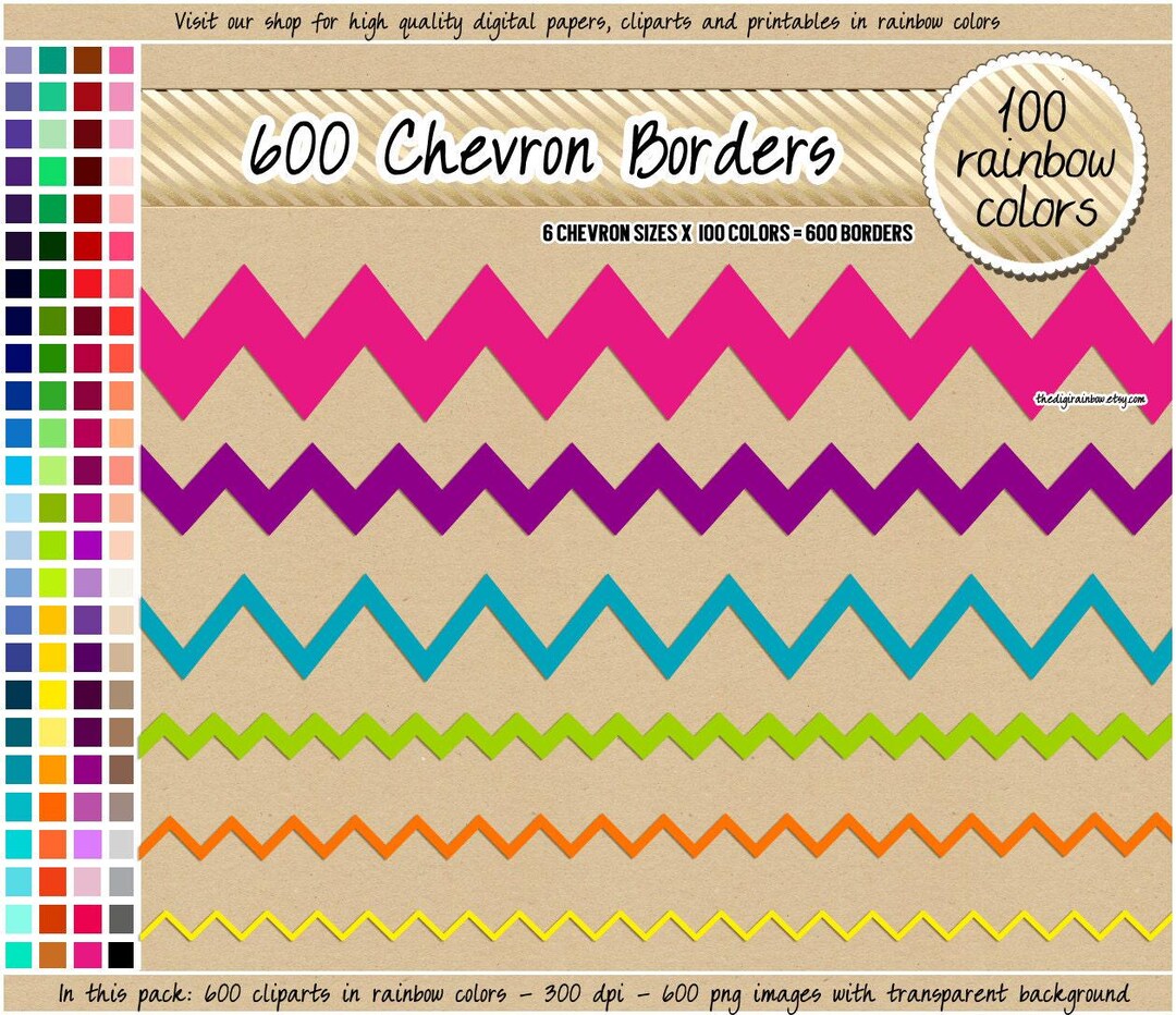 SALE 600 Chevron Border Clipart Chevron Clipart Chevron Edge Rainbow ...