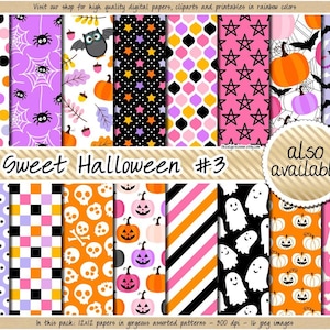 Pink Halloween Digital Paper Seamless Pattern Cute Printable Background ...