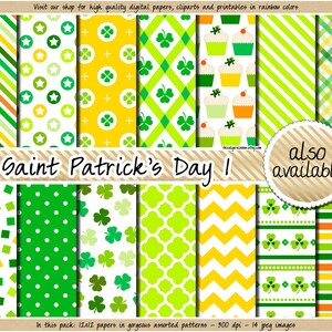 SALE St Patricks Day Digital Paper Leprechaun Digital Paper Green ...