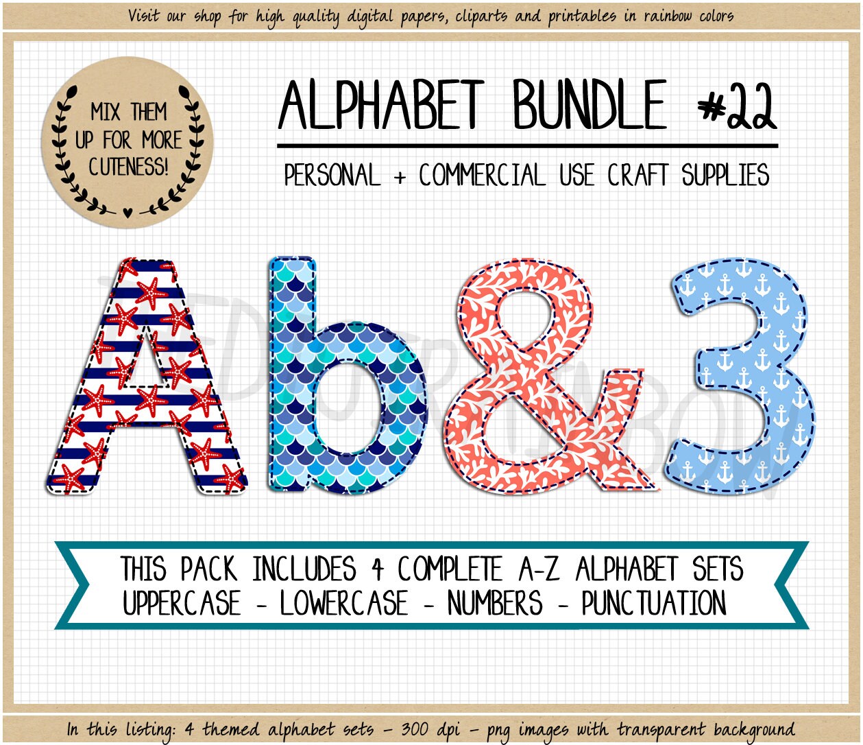 Nautical Alphabet Summer Alphabet Nautical Clipart Printable - Etsy