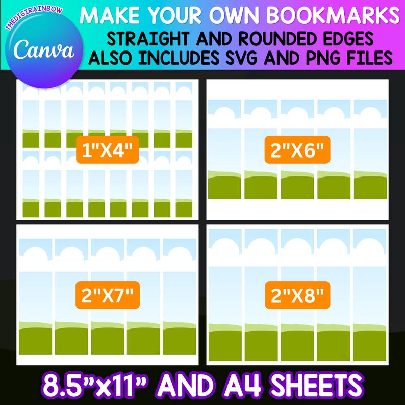 Bookmark Editable Canva Template, Printable Bookmark Canva Frame, DIY ...