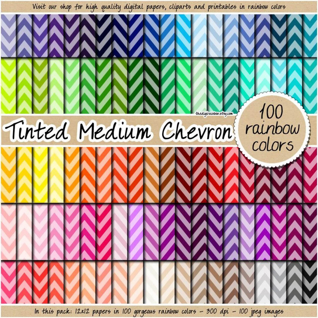 100 Seamless Tinted Medium Chevron Digital Paper Rainbow Chevron ...
