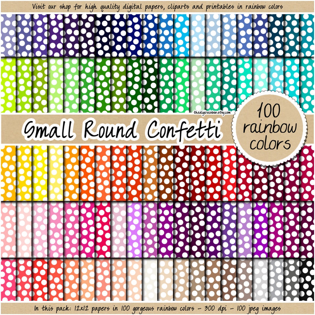 100 SEAMLESS Confetti Digital Paper Rainbow Polka Dot Background Party ...
