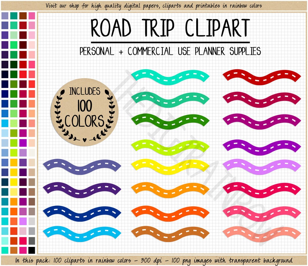 SALE 100 ROAD TRIP Clipart Road Trip Stickers Travel Stickers Car Trip ...