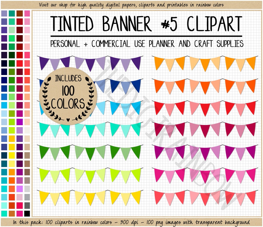 SALE 100 Triangle Banner Clipart Rainbow Banner Sticker Digital Banner ...