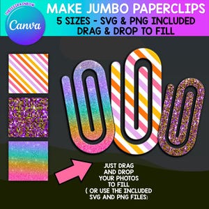 Jumbo Paperclip Template, Canva Editable Paper Clip SVG, Custom ...