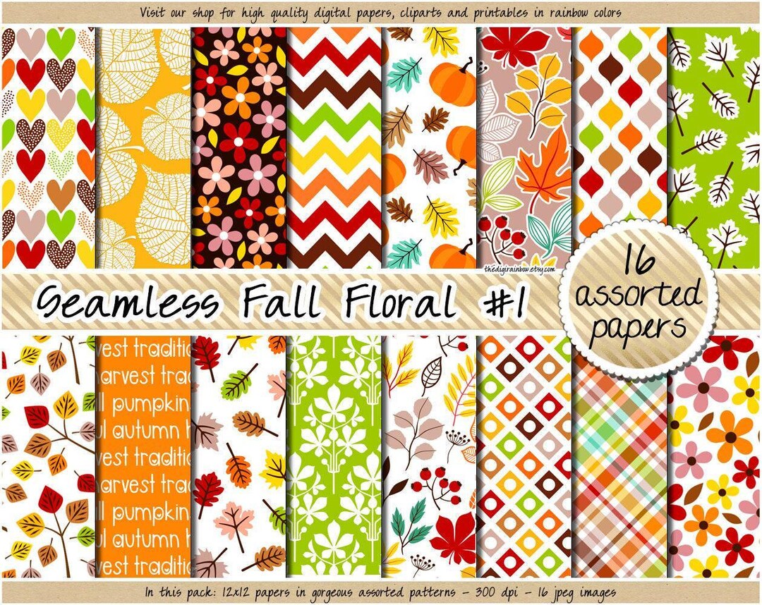 SEAMLESS Fall Digital Paper Pumpkin Spice Background Thanksgiving ...