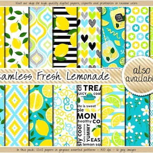 Pink Lemonade Digital Paper Seamless Lemon Background Summer Citrus ...