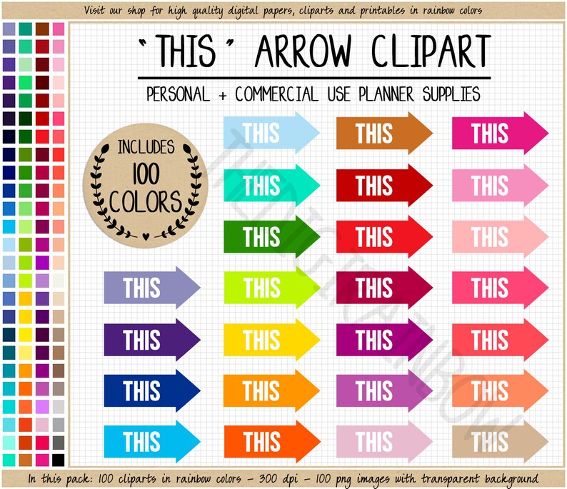 SALE 100 ARROW Clipart Arrow Planner Stickers Functional - Etsy