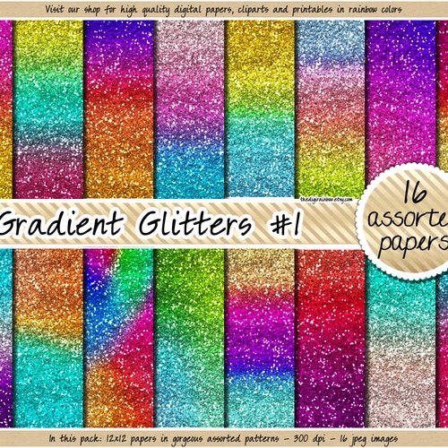 SALE 100 Ombre Glitter Digital Paper Rainbow Glitter Digital - Etsy