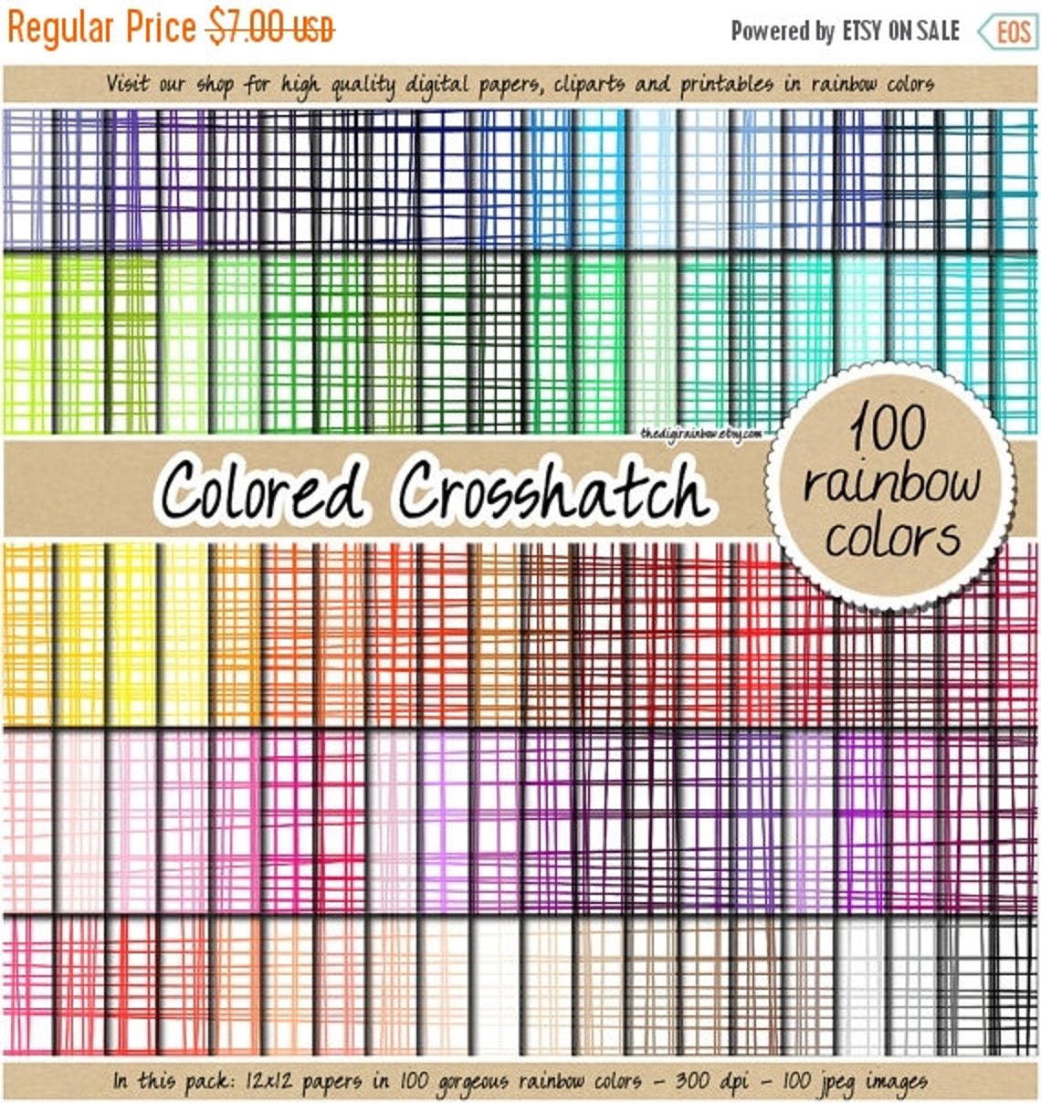 100 Crosshatch Digital Paper Fabric Digital Paper Rainbow - Etsy