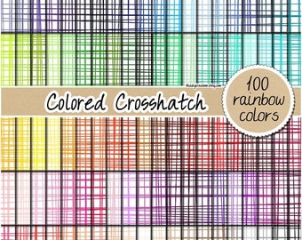 100 Crosshatch Digital Paper Fabric Digital Paper Rainbow Digital ...