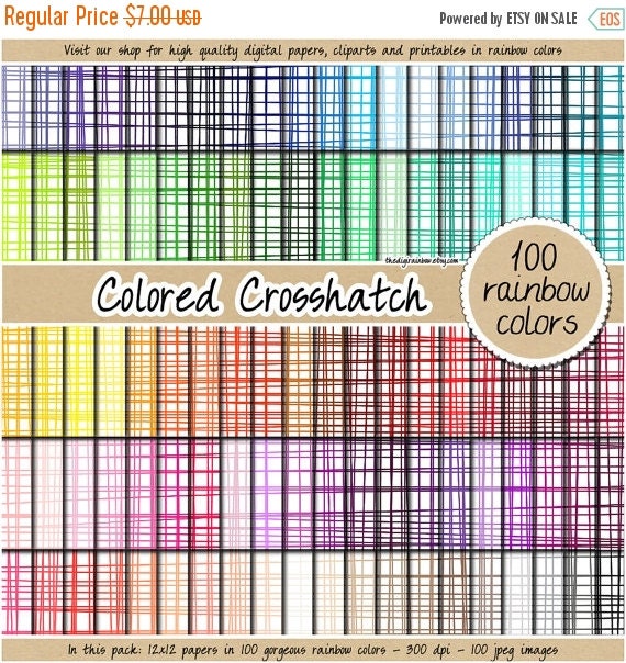 100 Crosshatch Digital Paper Fabric Digital Paper Rainbow - Etsy