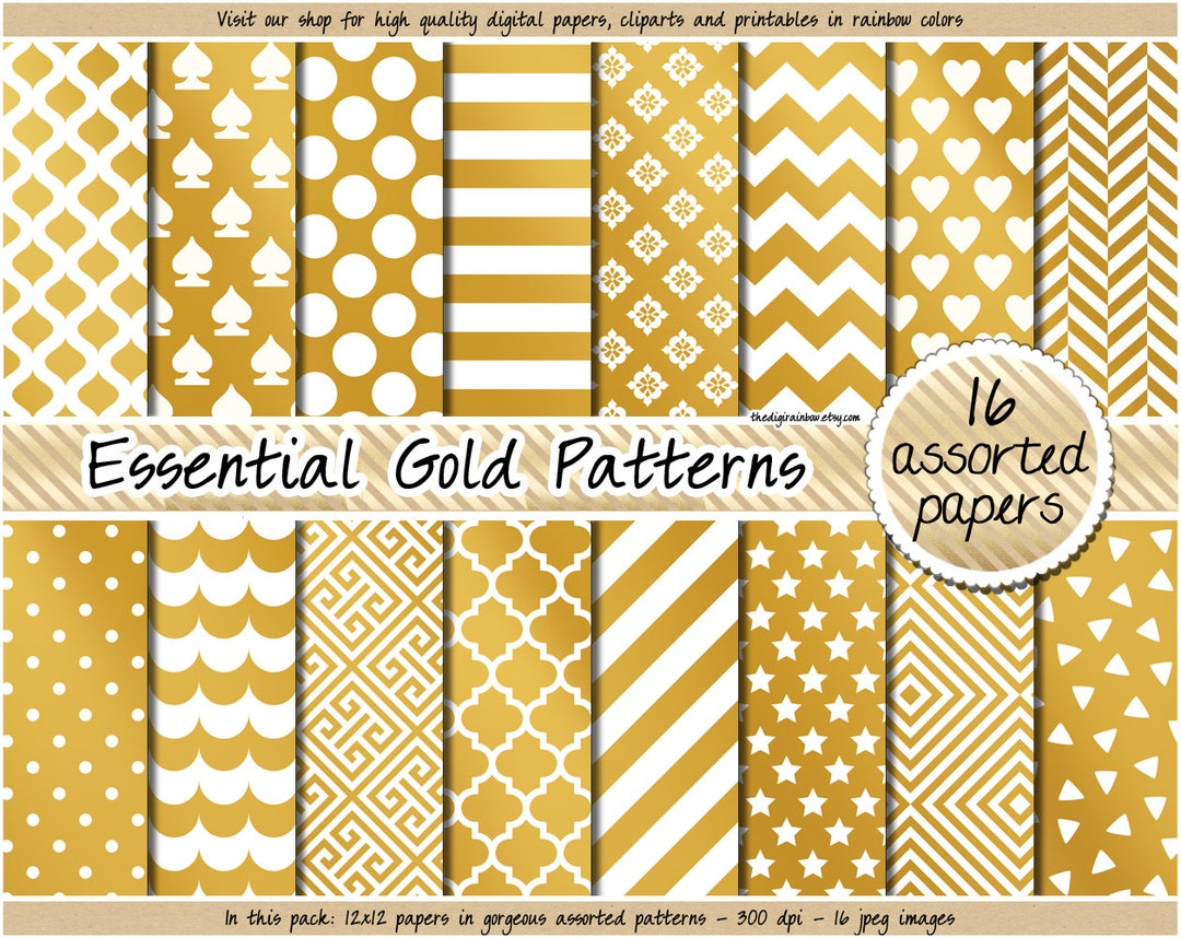 SALE Gold Digital Paper Golden Digital Paper Gold Foil - Etsy