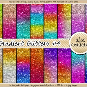 SALE Rainbow Glitter Digital Paper Ombre Glitter Digital Paper Gradient ...