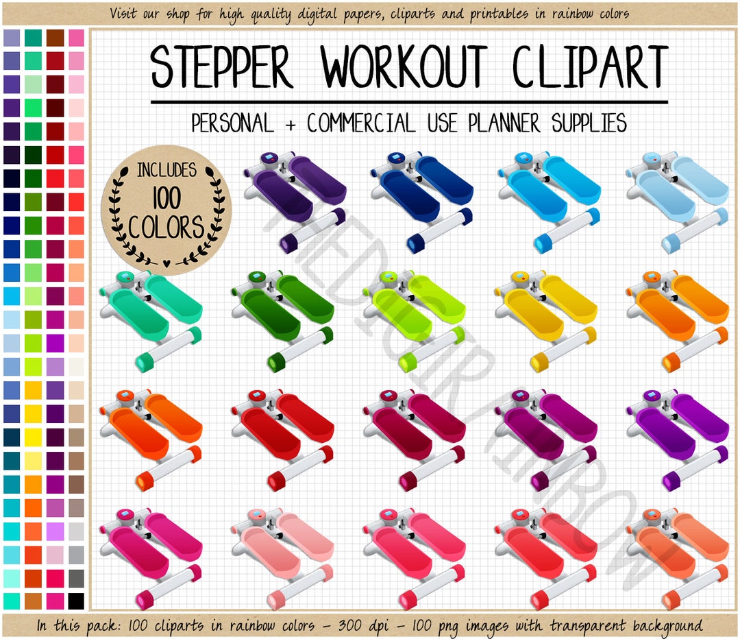 SALE 100 STEPPER Clipart Rainbow Cardio Exercise Fitness Digital ...