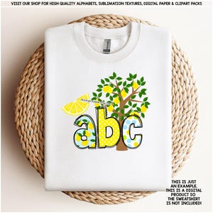 Lemonade Doodle Alphabet PNG Summer Alpha Letter Bundle Lemon Pattern ...