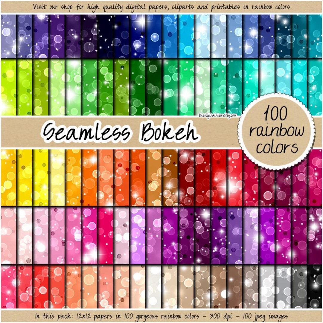 SALE 100 Bokeh Digital Paper Rainbow Glitter Texture Colorful Sequin ...